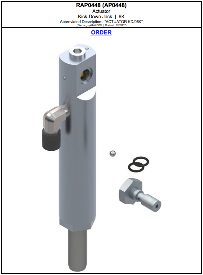 HWH Kick Down Jack Actuator RAP0448 - Northwest RV Supply